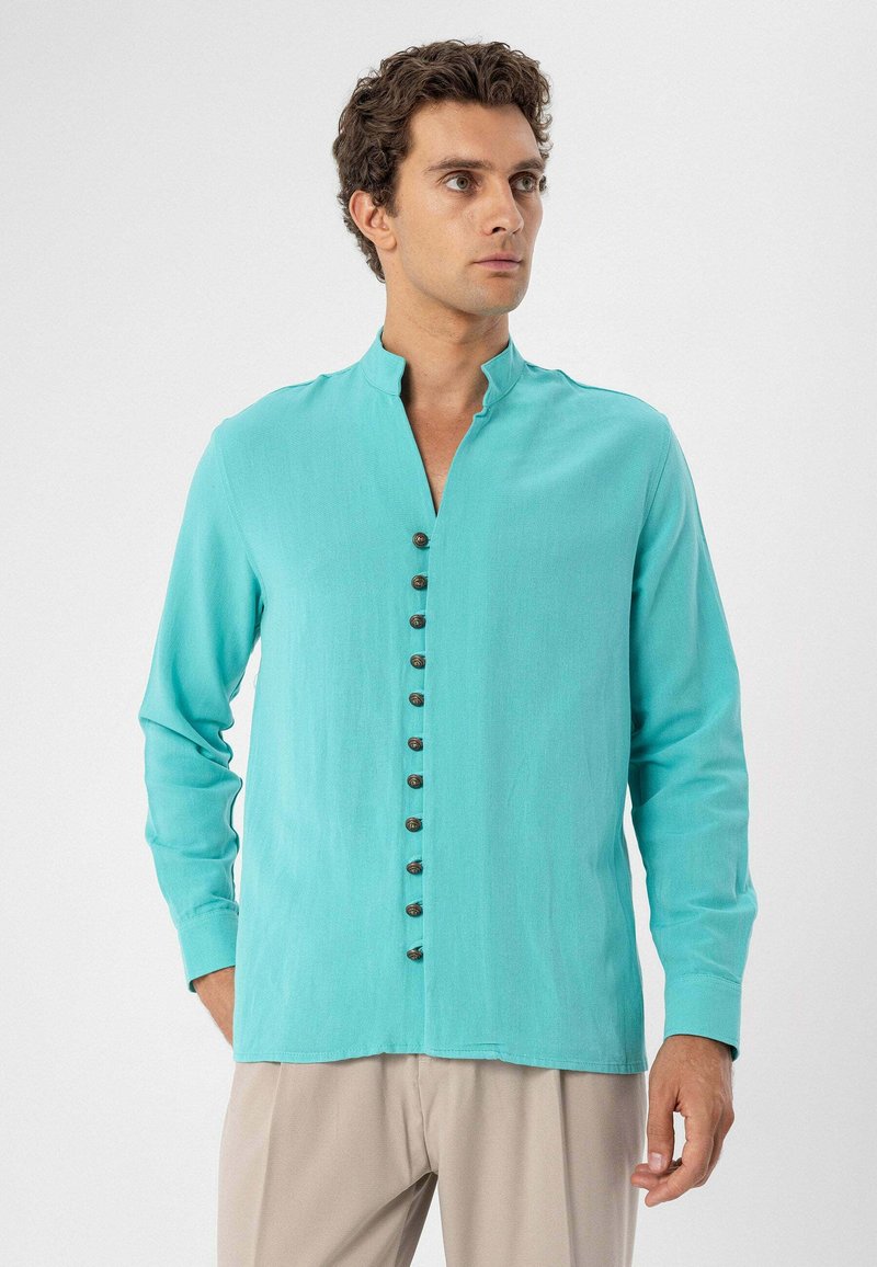 Antioch STANDING COLLAR - Shirt - turquoise - Zalando
