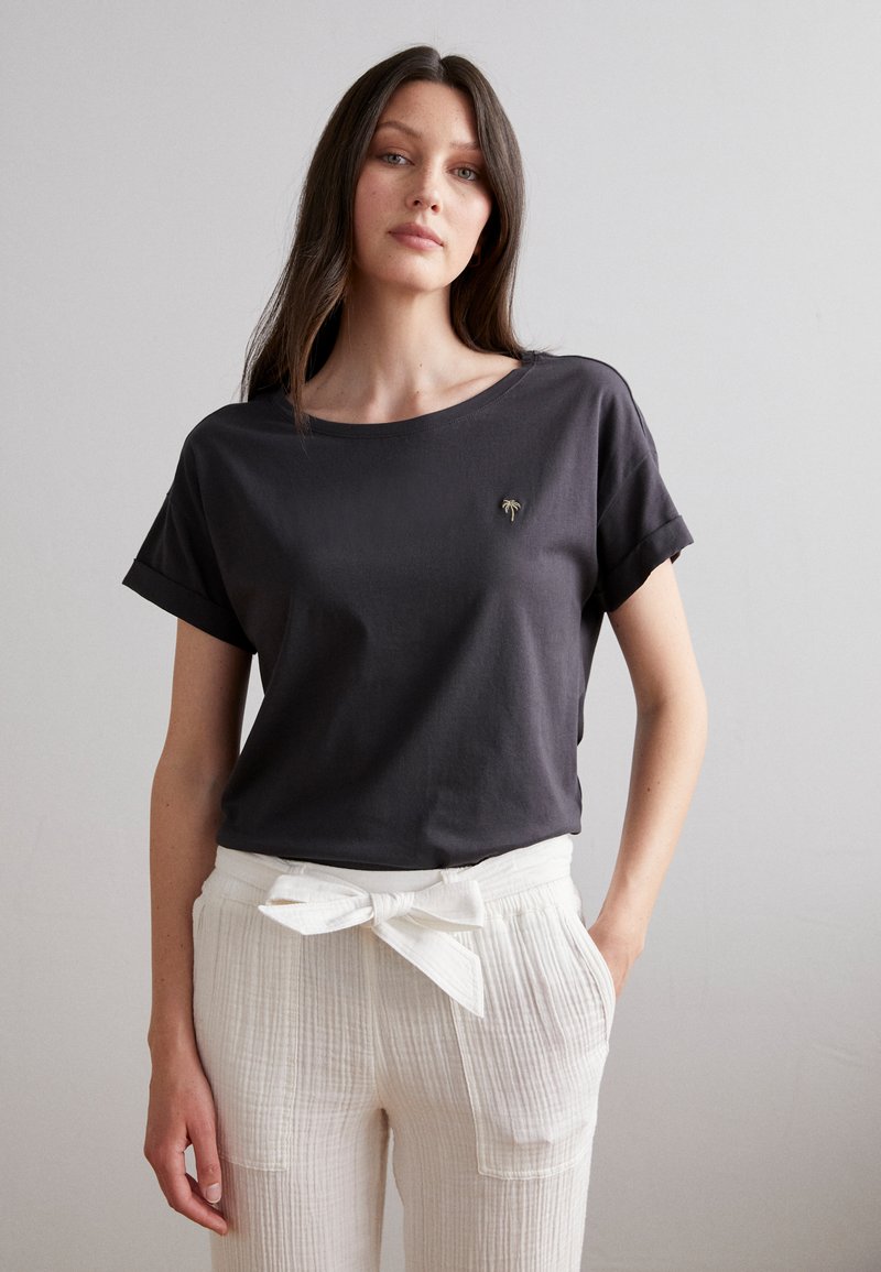 Esprit SHIMMER TEE - T-shirt basic - anthracite/antraciet - Zalando.be
