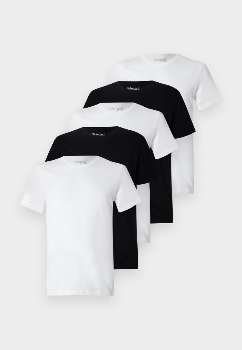 Selected crewneck 5 pack - T-Shirt basic - black/brigh white/schwarz ...