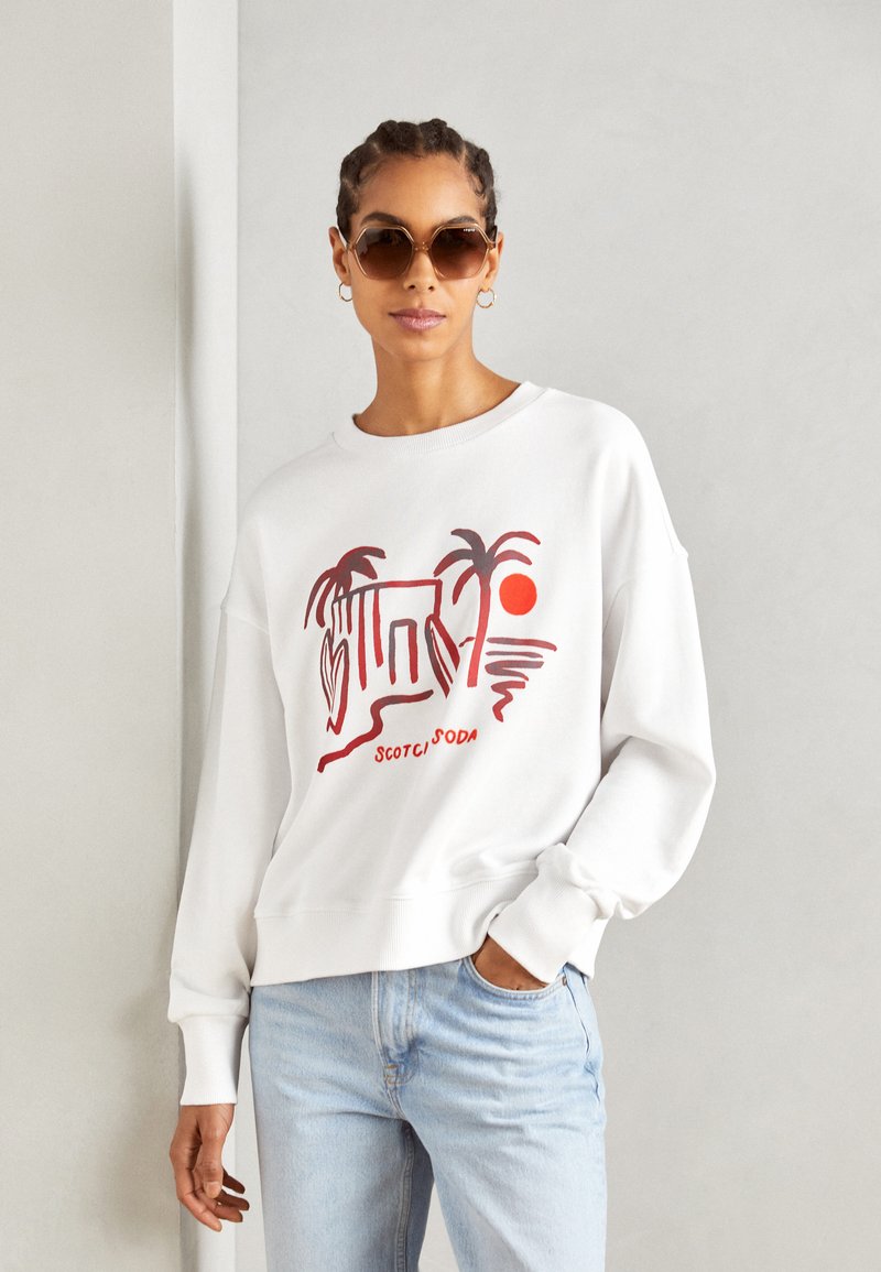 Scotch & Soda SLOUCHY PUFFED SLEEVED GRAPHIC - Sweatshirt - white/weiß ...