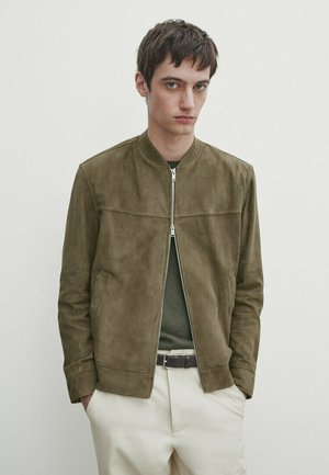 Scalpers Lederjacke - khaki - Zalando.de