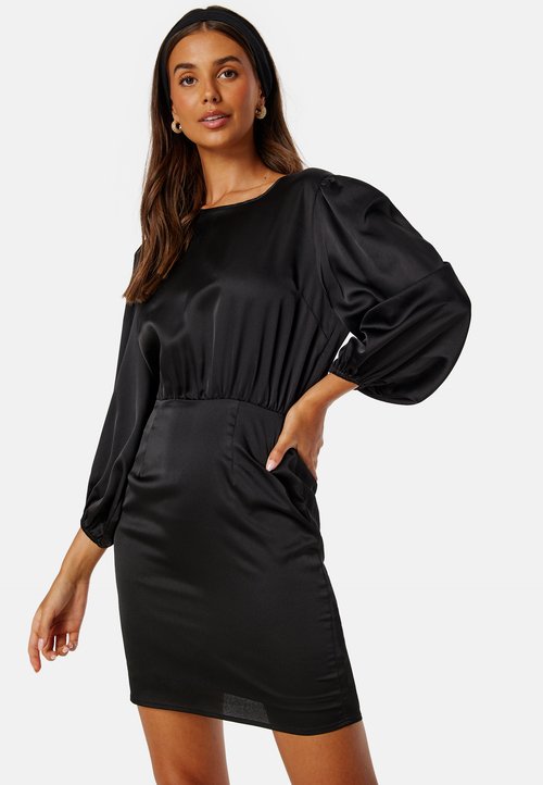 Bubbleroom STRUCTURED L/S FLOUNCE WRAP DRESS - Robe de jour - black ...