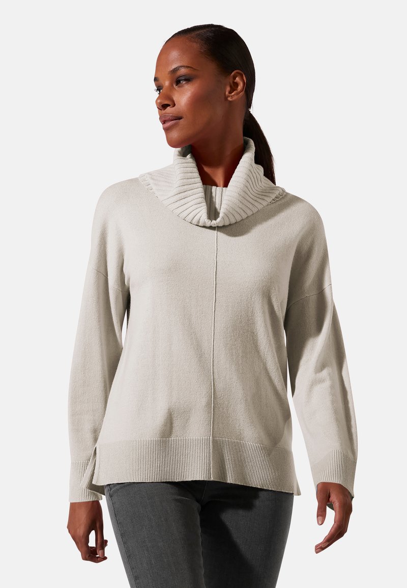 MADELEINE MIT GROSSEM CAPUCHON-KRAGEN - Strickpullover - hellgrau ...