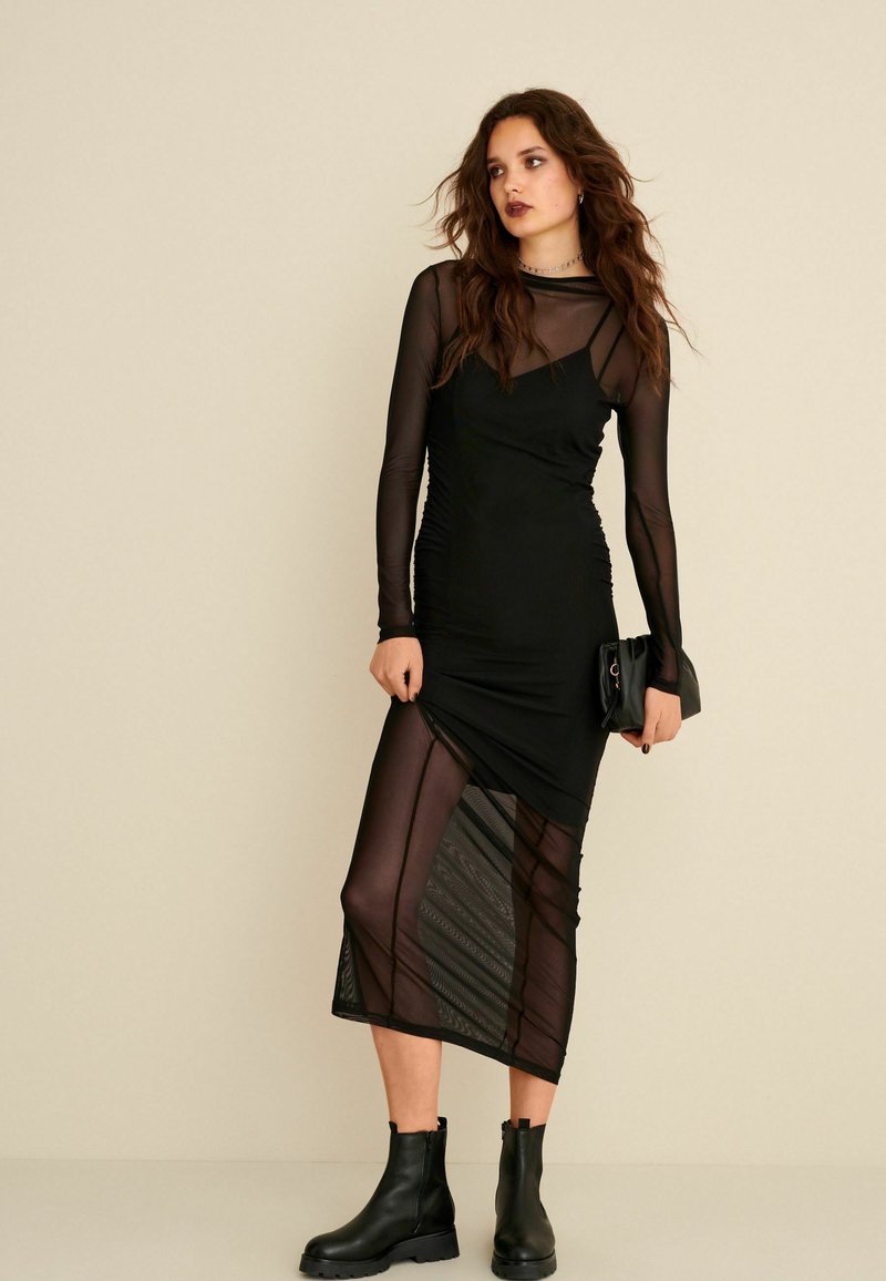Next MESH MIDI TALL - Długa sukienka/czarny - Zalando.pl