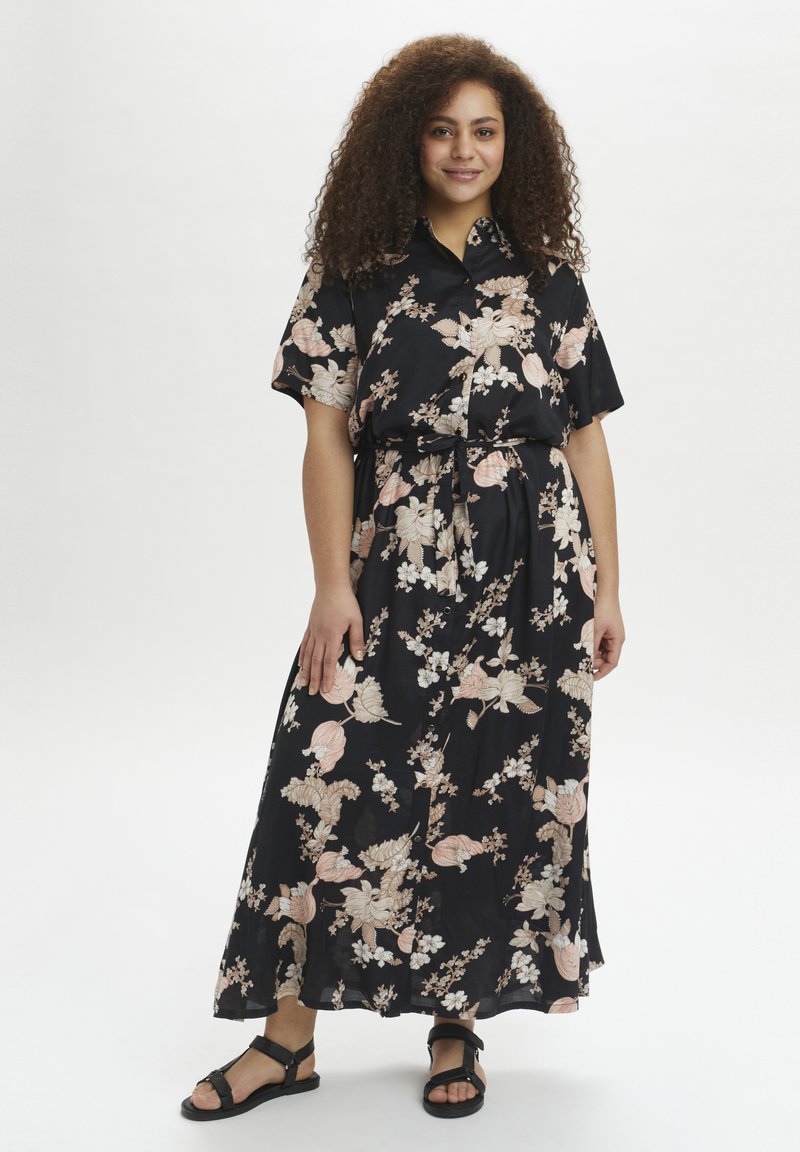 Kaffe Curve Maxikleid - black / rose flower print/schwarz - Zalando.de