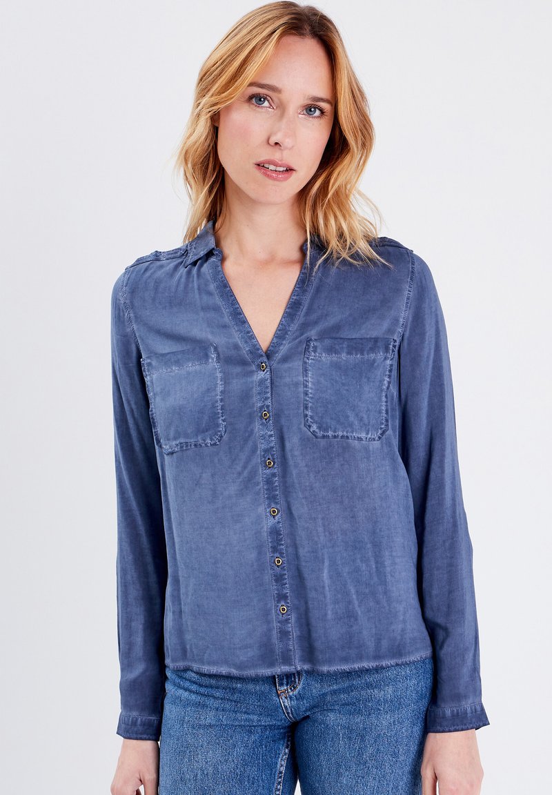 Bonobo Jeans Mit Langen Ärmeln Hemdbluse Bleu Foncé Dunkelblau
