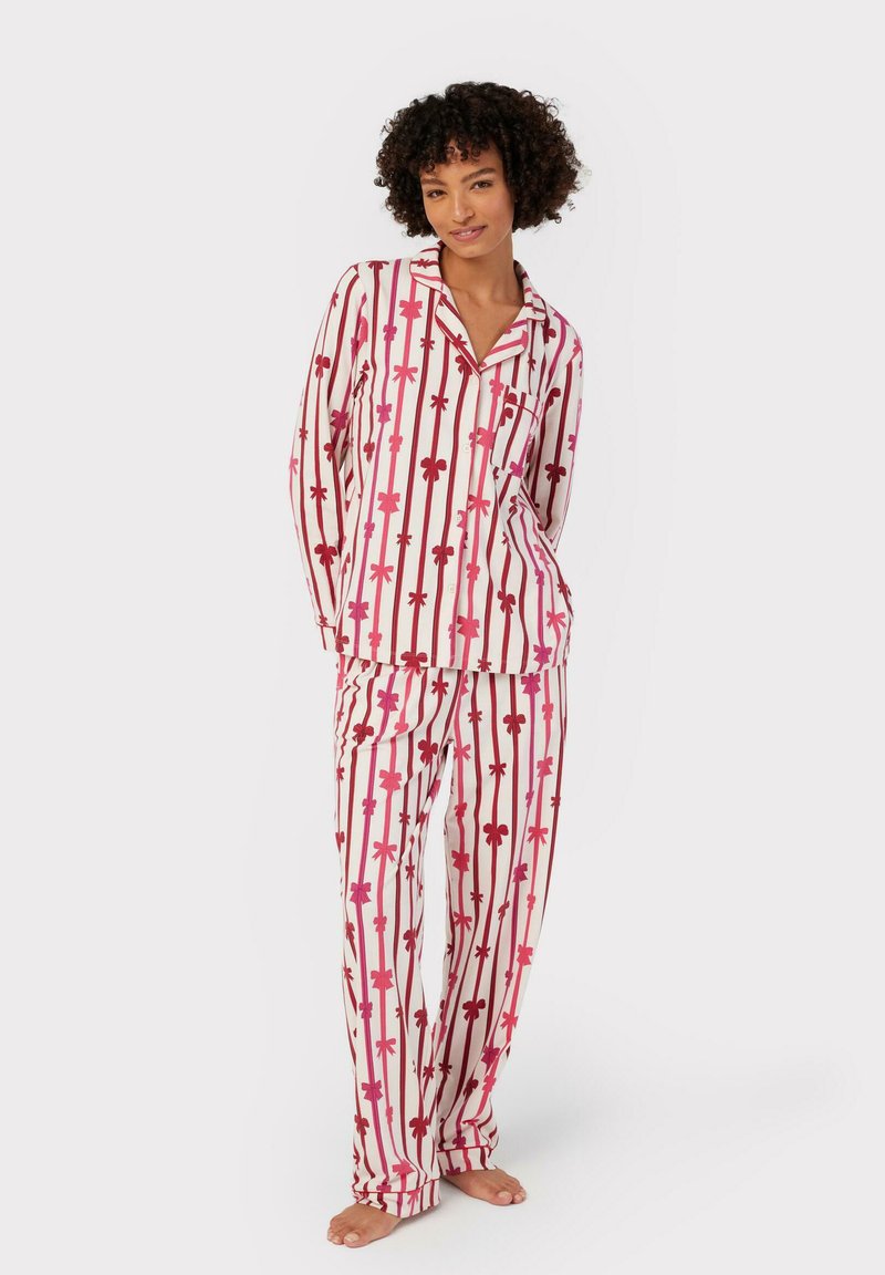 Chelsea Peers CHRISTMAS RIBBON BOW PRINT LONG SET - Pijama - white ...