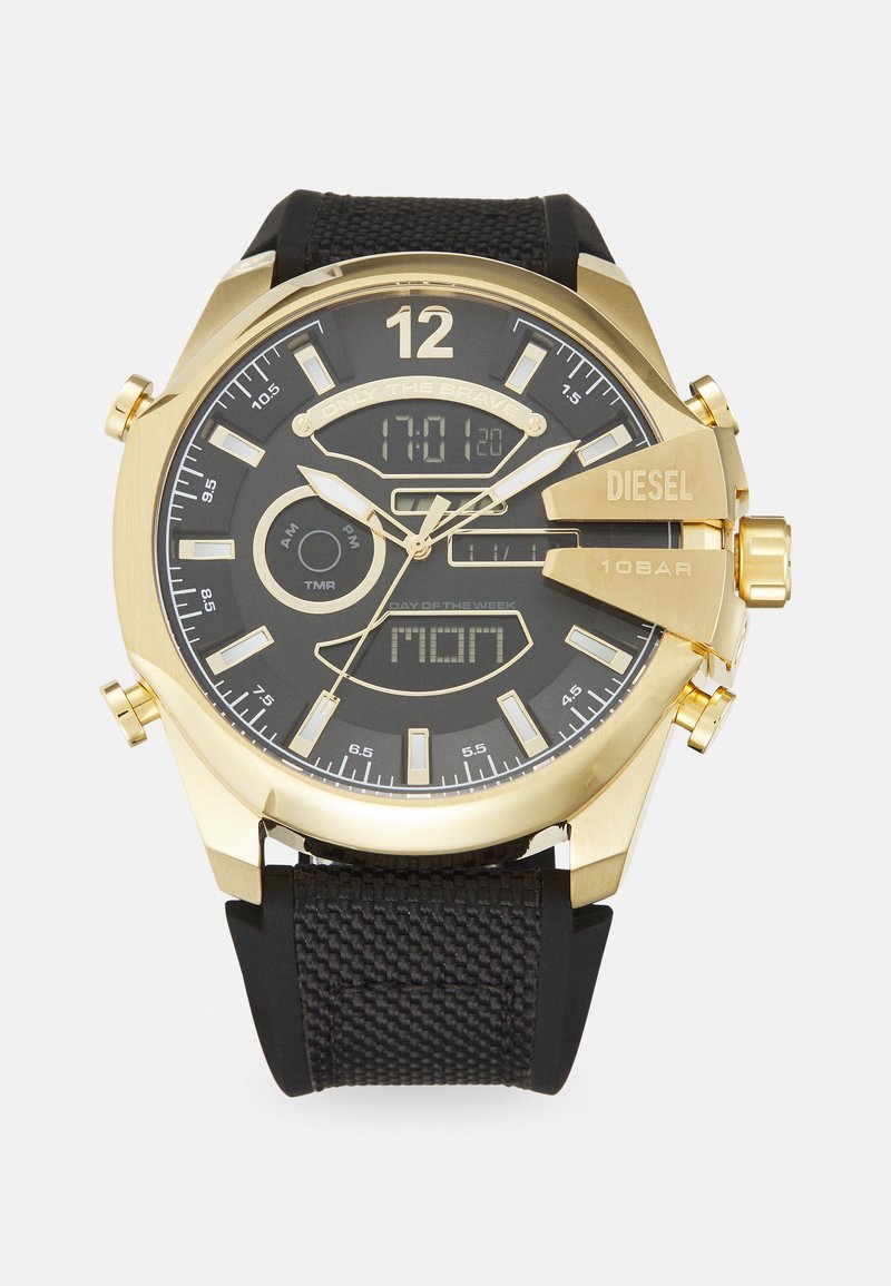 Diesel DIESEL MEN'S MEGA CHIEF ANA-DIGI, GOLD-TONE STAINLESS STEEL ...
