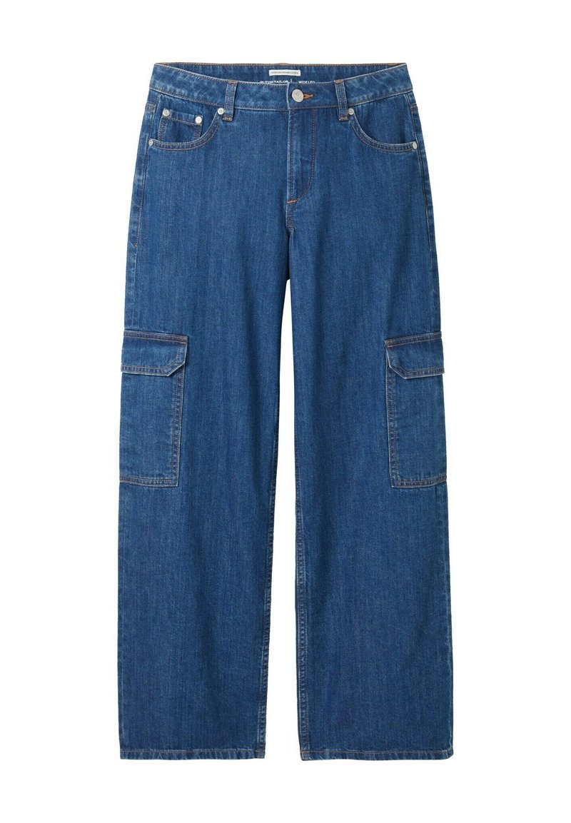 TOM TAILOR WIDE LEG CARGO - Relaxed fit jeans - used mid stone blue ...