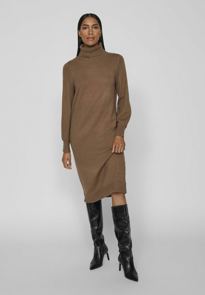 VILA ROLLKRAGEN - Robe pull - brown lentil/marron - ZALANDO.FR