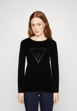 Guess LS RN DIANE TRIANGLE LOGO SWTR - Strickpullover - jet black ...
