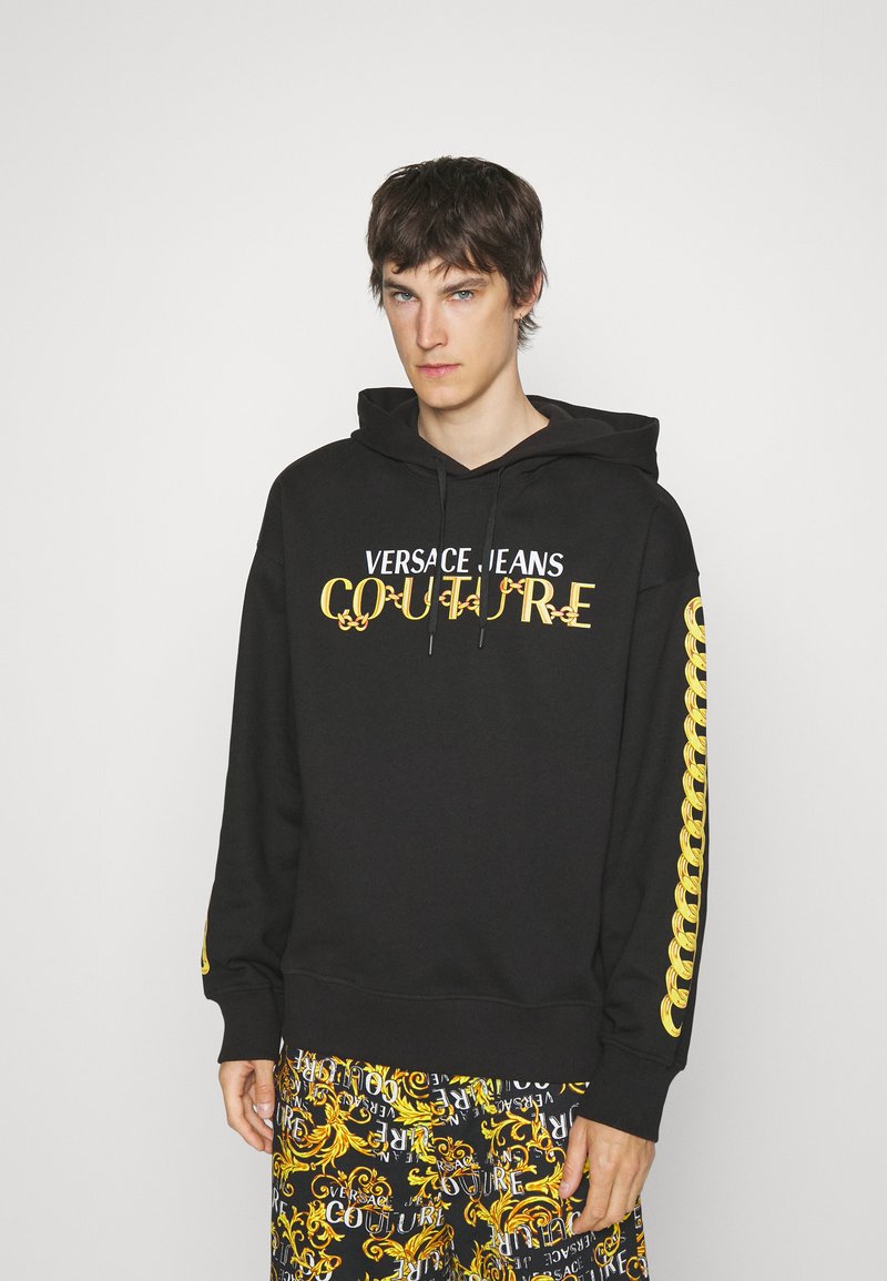 Versace Jeans Couture LOGO CHIAN - Hoodie - black/gold-coloured/black ...