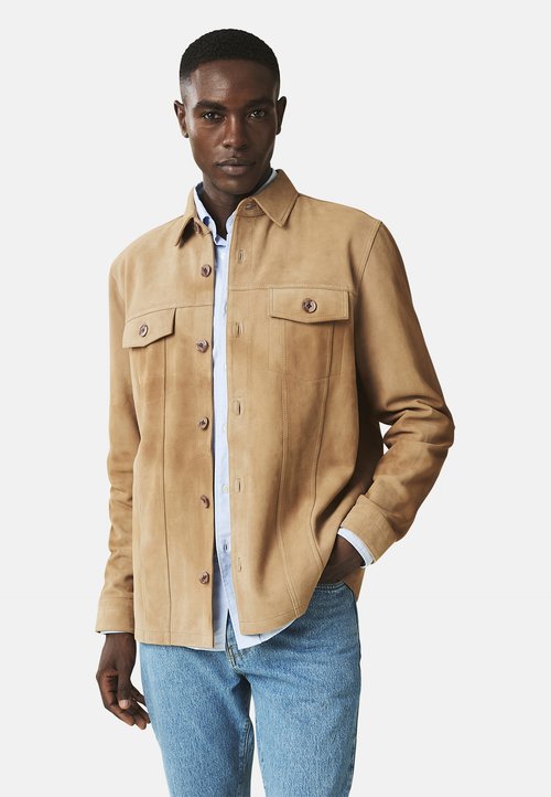 BOSS MAHDI - Lederjacke - medium beige/beige - Zalando.ch