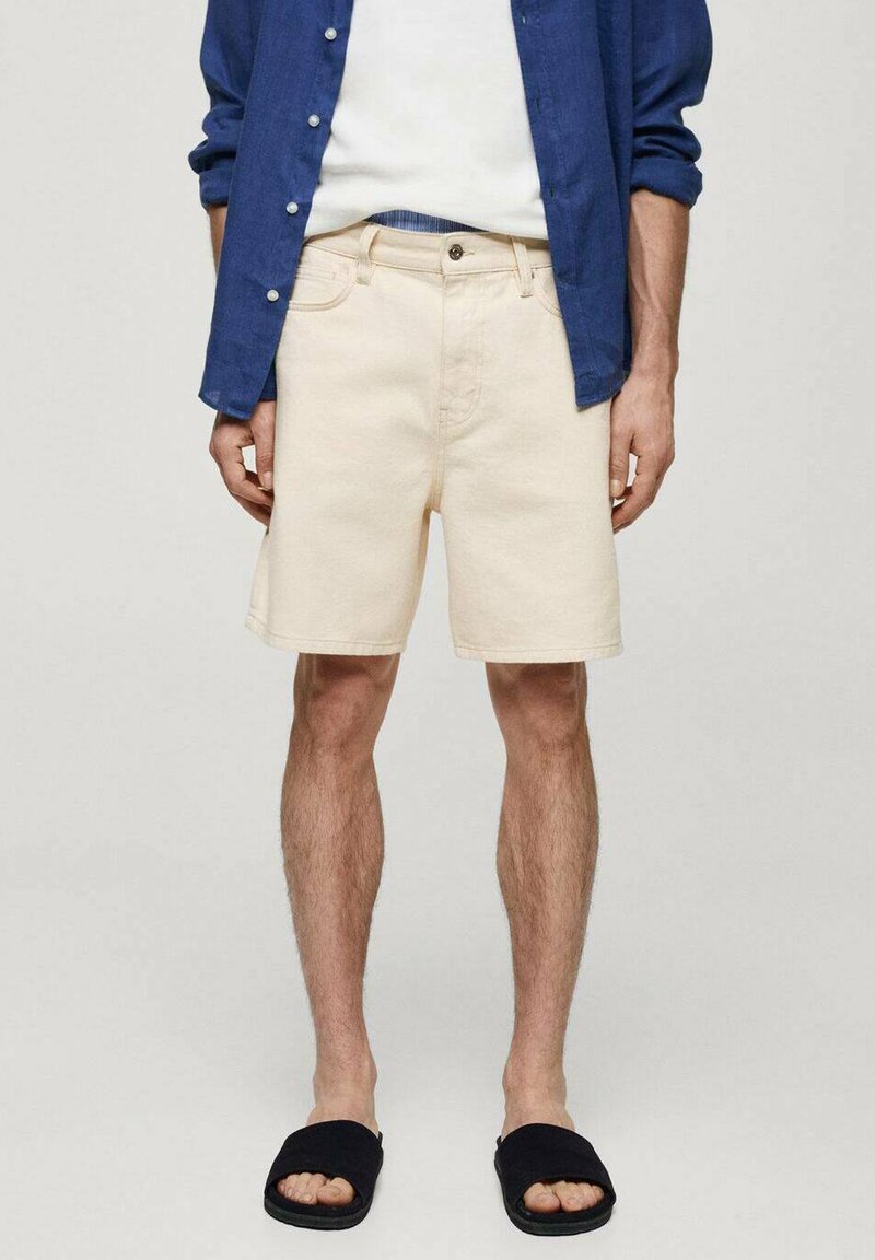 Mango TETUAN - Denim shorts - ecru/off-white - Zalando.co.uk