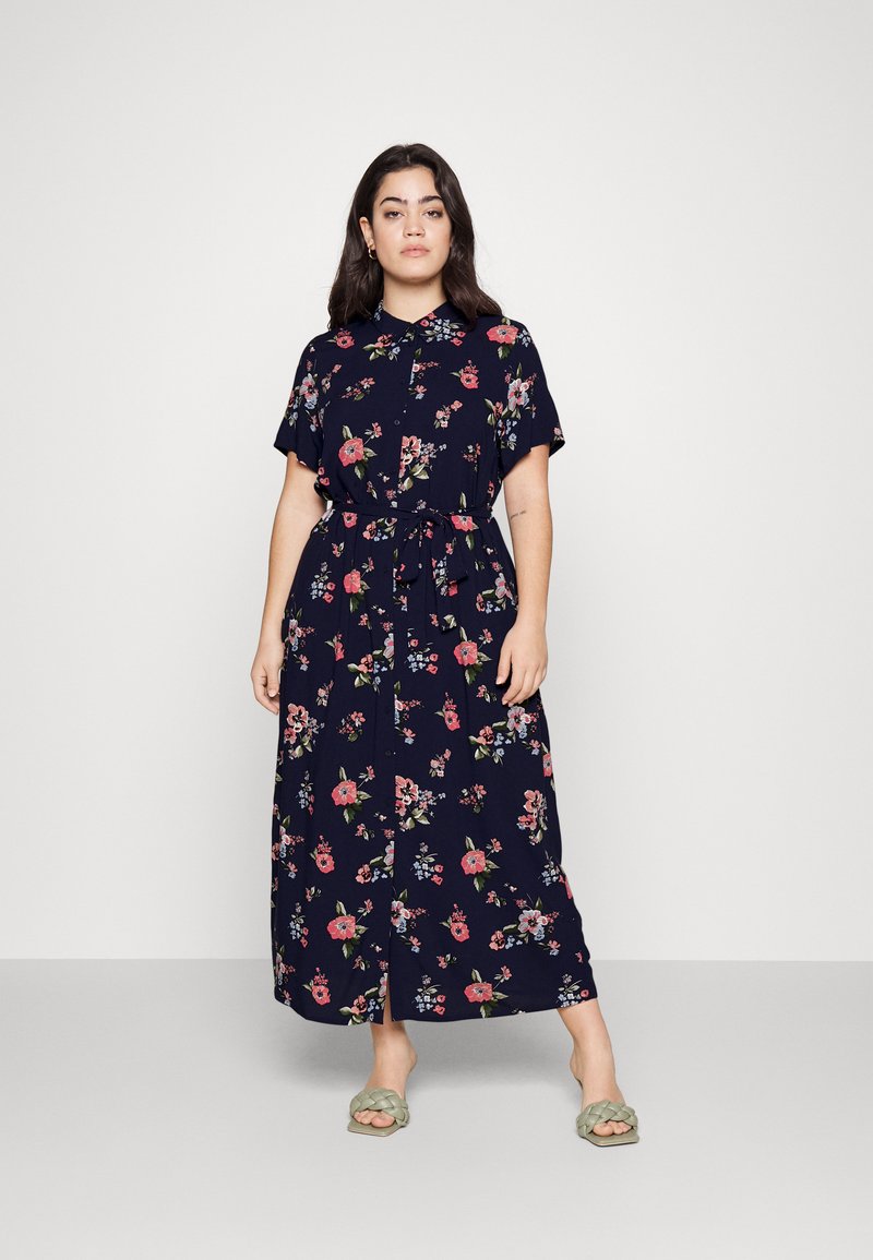 Vero Moda Curve VMEASY LONG - Shirt dress - darkblue/dark blue - Zalando.de