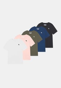 Abercrombie & Fitch 5 PACK - T-Shirt basic - white/dark grey/olive/pink/blue/weiß - Zalando.de