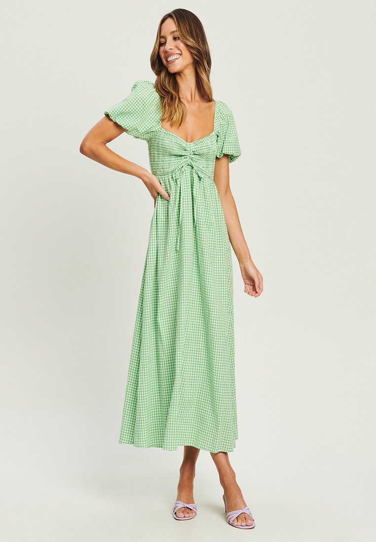 SÁVEL PIA SHIRRED - Robe de jour - green gingham/vert - ZALANDO.BE