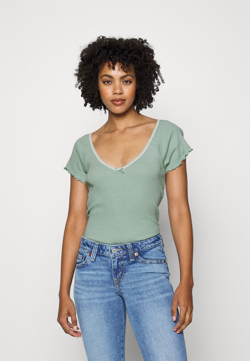Levi's® DRY GOODS V NECK TEE - Print T-shirt - mint - Zalando.co.uk