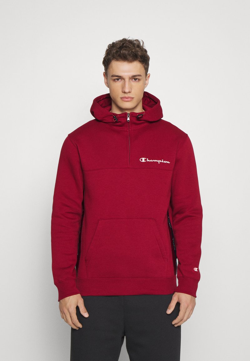 Champion TAPE HOODED HALF ZIP - Sweatshirt - dark red - Zalando.co.uk