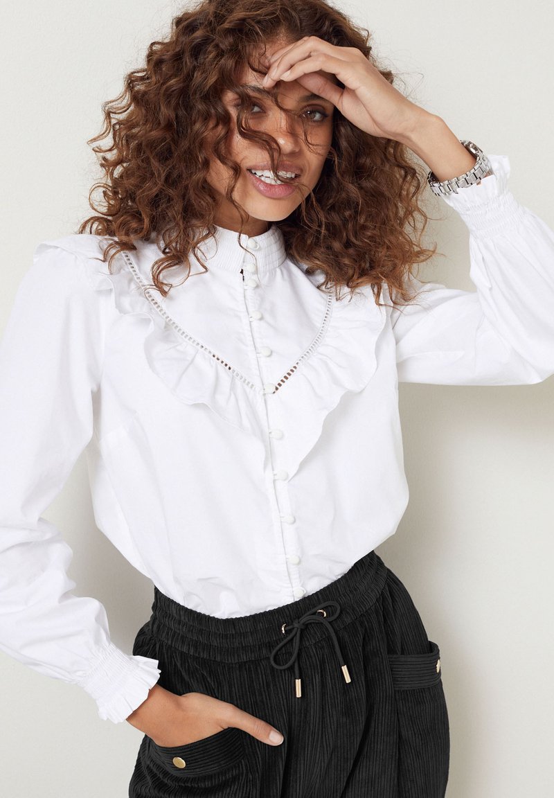 Next RUFFLE FRILL - Button-down blouse - white - Zalando.de