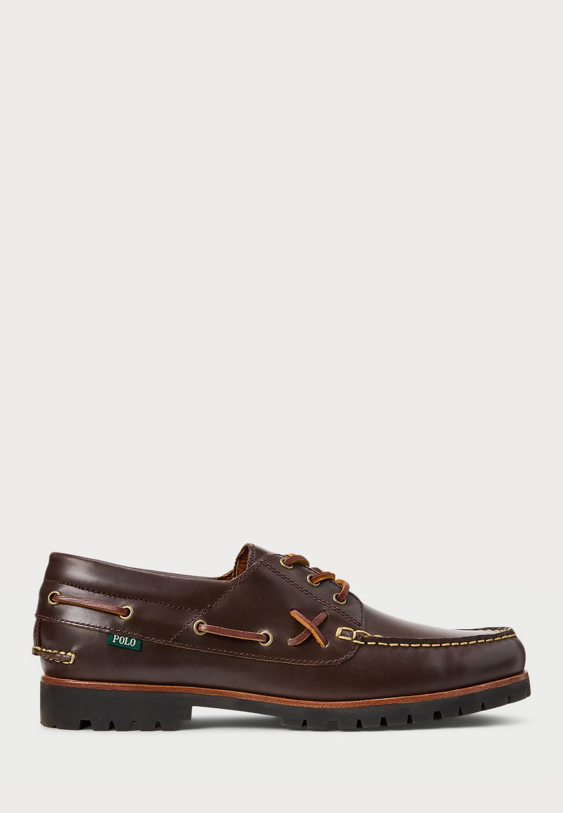 Polo Ralph Lauren RANGER LEATHER BOAT SHOE - Bootsschuh - dark brown ...