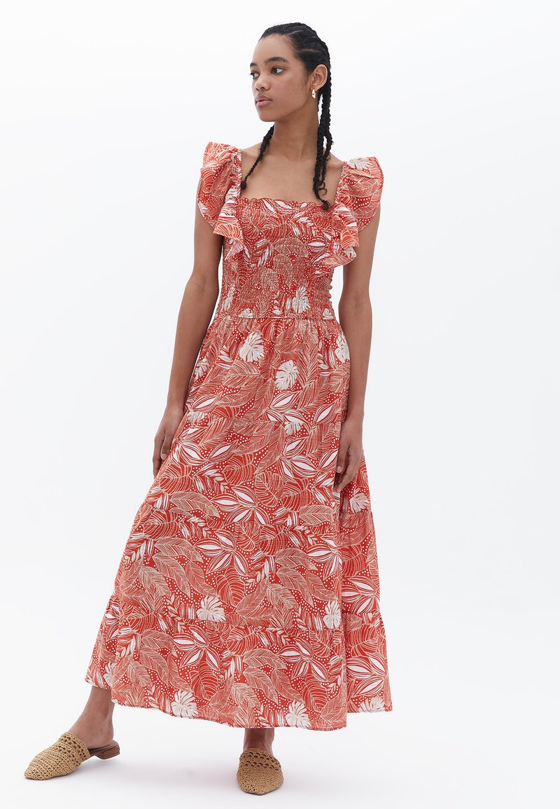 OXXO GIPPED - Maxikleid - floral print/rot - Zalando.at