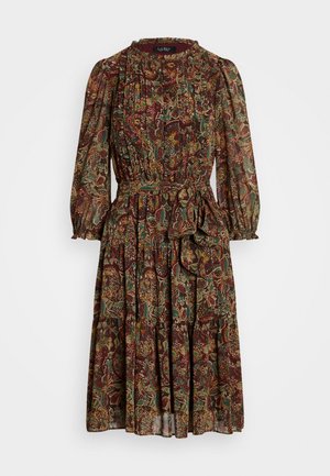 Lauren Ralph Lauren MUNZIE ELBOW SLEEVE DAY DRESS - Vestito di maglina - navy/burgundy multi/blu ...