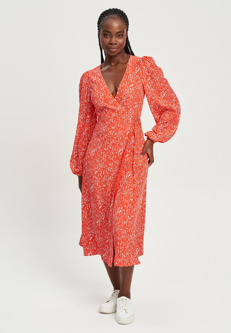 CALLI DOM WRAP - Jurk - red speckle floral/rood - Zalando.be