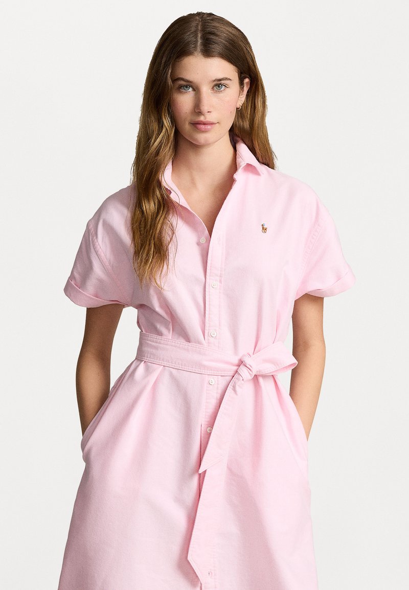 Polo Ralph Lauren BELTED SHORT SLEEVE OXFORD SHIRTDRESS - Shirt dress - bath pink/pink - Zalando ...