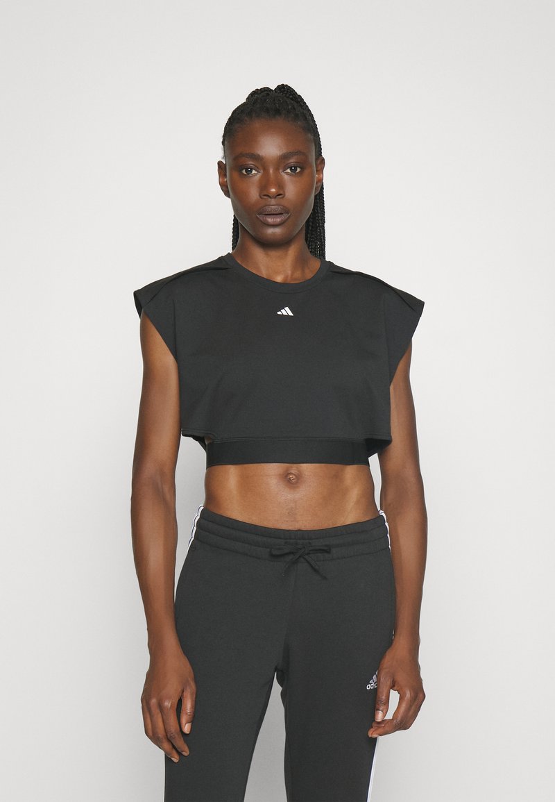 adidas Performance POWER CROP - T-Shirt print - black/schwarz - Zalando.de