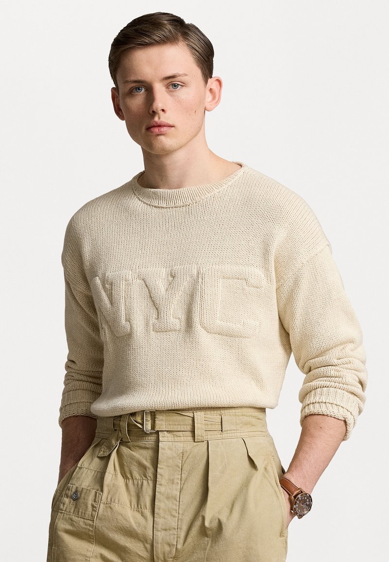 Polo Ralph Lauren NYC COTTON LINEN JUMPER - Jumper - cream/off-white ...