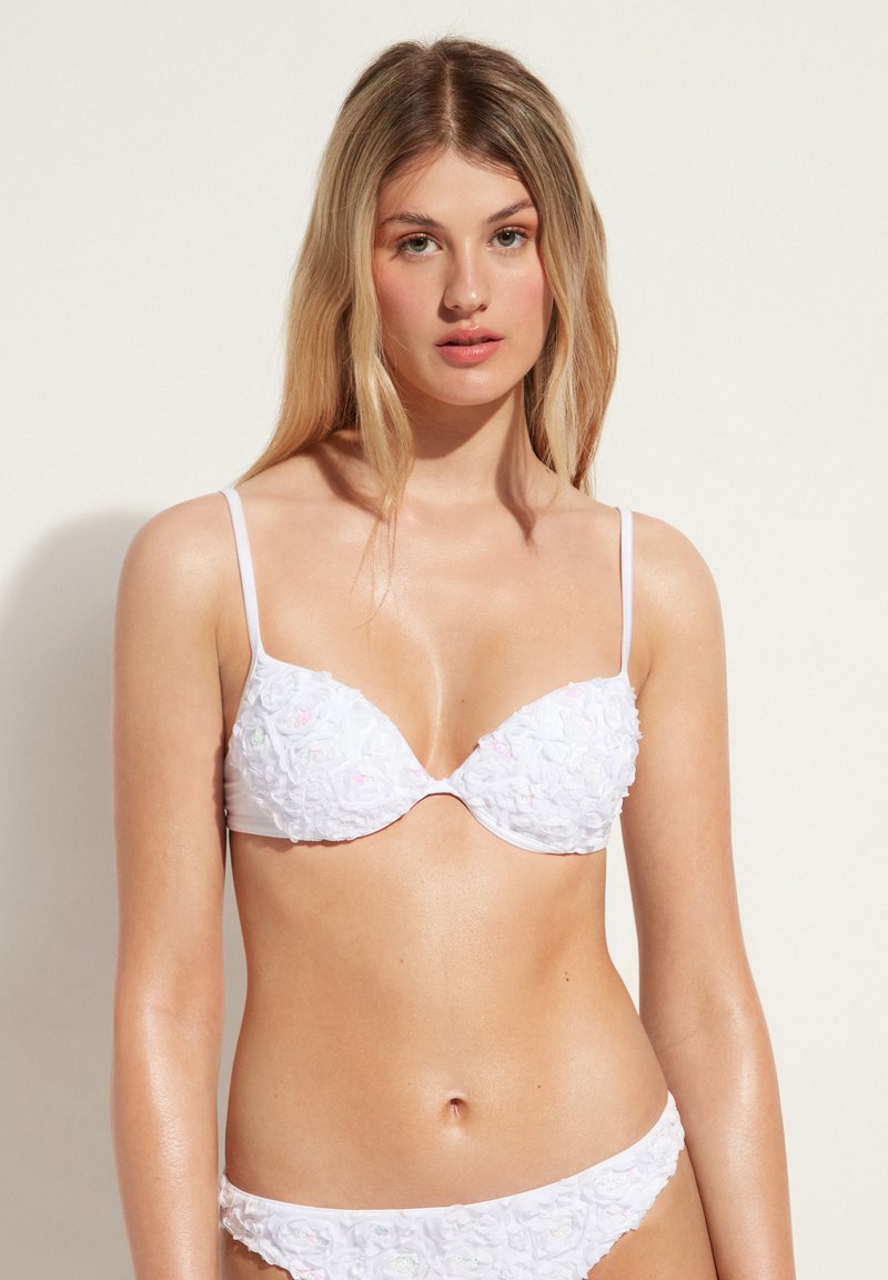 Calzedonia PARIGI PUSH-UP - Bikini-Top - weiß white roses/offwhite ...