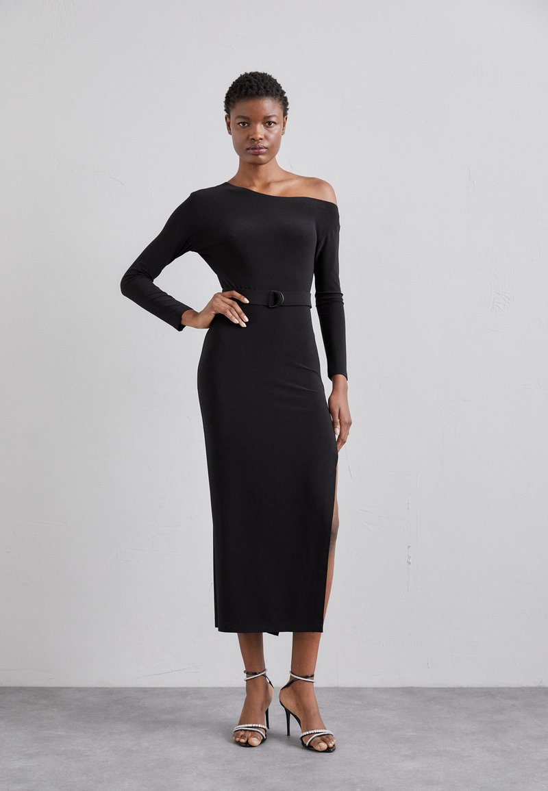 Norma Kamali DROP SHOULDER SIDE SLIT GOWN - Robe en jersey - black/noir ...