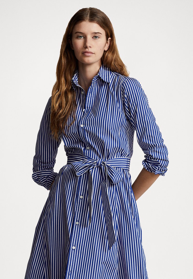 Polo Ralph Lauren ASHTIN LONG SLEEVE DAY DRESS - Abito a camicia - bright navy/ white/blu scuro ...