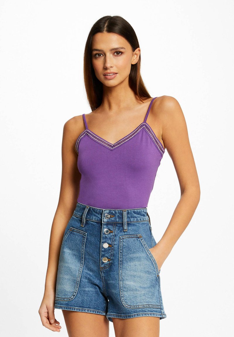 Morgan THIN STRAPS AND V NECK - Top - dark purple/donkerpaars - Zalando.be