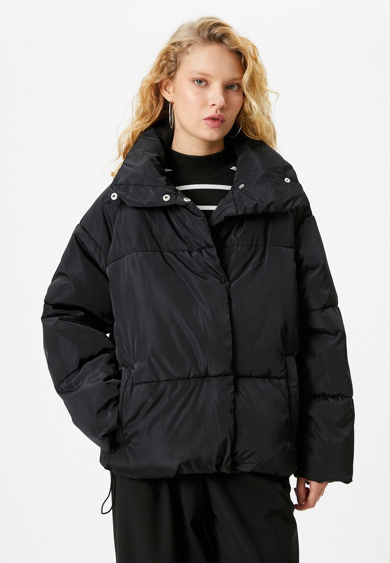 Koton PUFFER STAND-UP NECK SNAP BUTTON CLOSURE - Winterjas - black ...