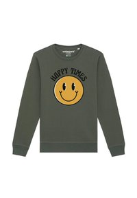 watapparel HAPPY TIMES SMILEY EMOJI - Sweater - khaki/kaki - Zalando.nl
