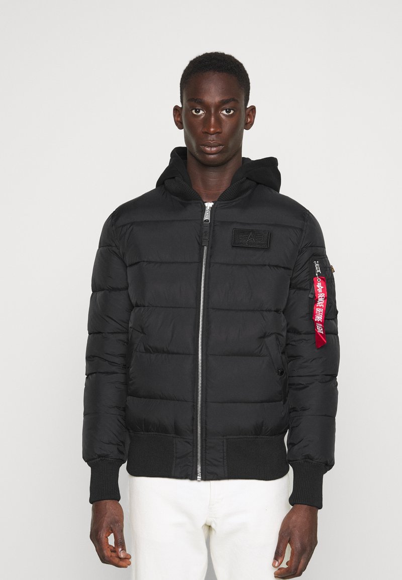 Alpha Industries BACK PRINT PUFFER - Winter jacket - black - Zalando.co.uk
