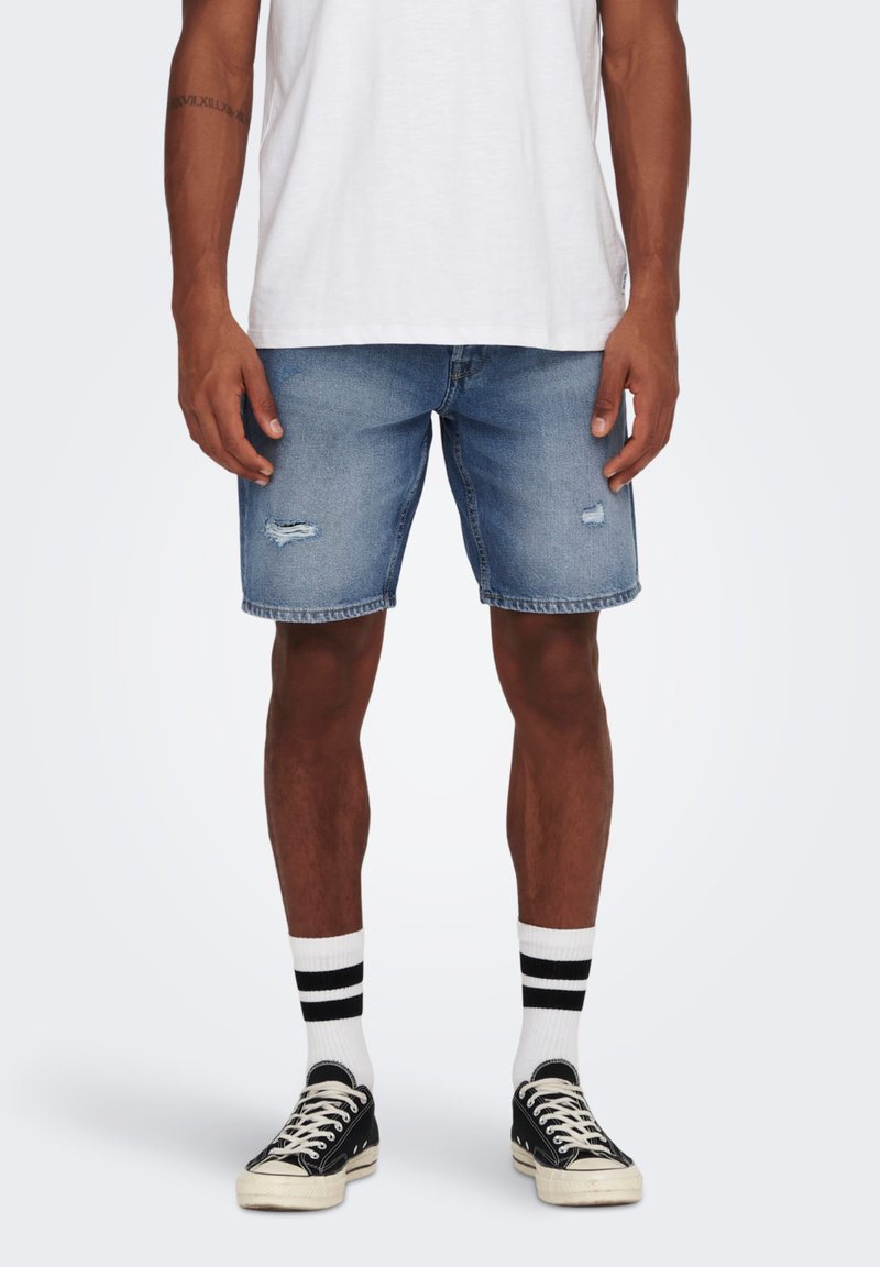 Only & Sons ONSEDGE DESTROY - Short en jean - medium blue denim/denim ...