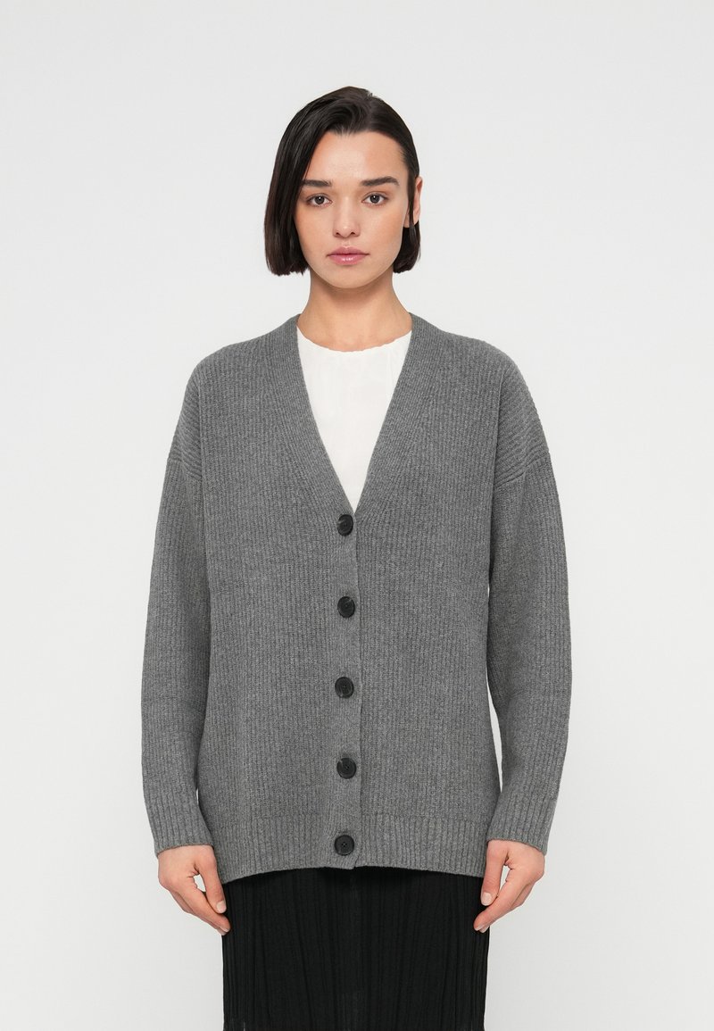 GAP SHAKER CARDI - Cardigan - charcoal heather/black - Zalando.co.uk