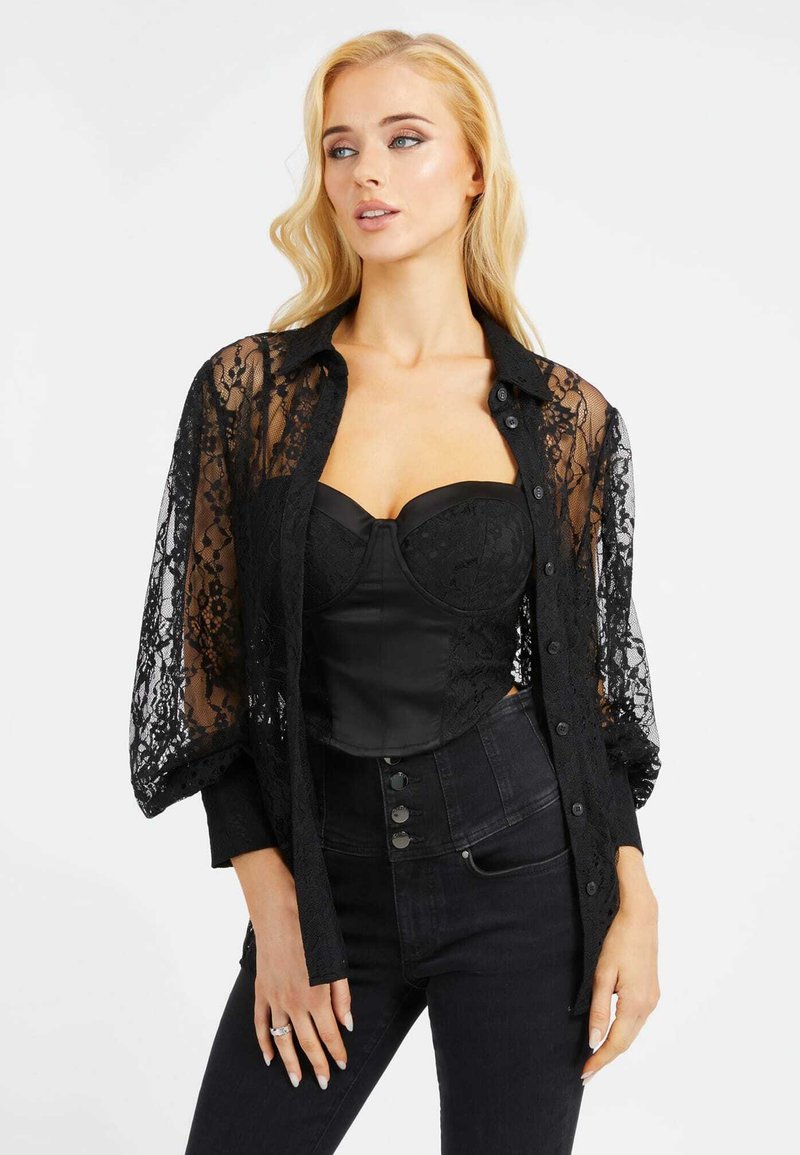 Guess Button-down blouse - schwarz/black - Zalando.ie