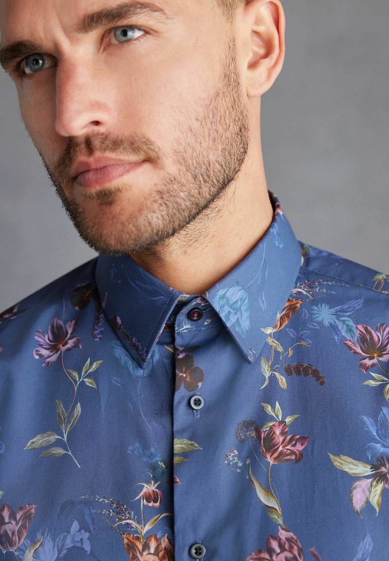 Next SIGNATURE TRIMMED - Košile - navy blue floral/modrá - Zalando.cz
