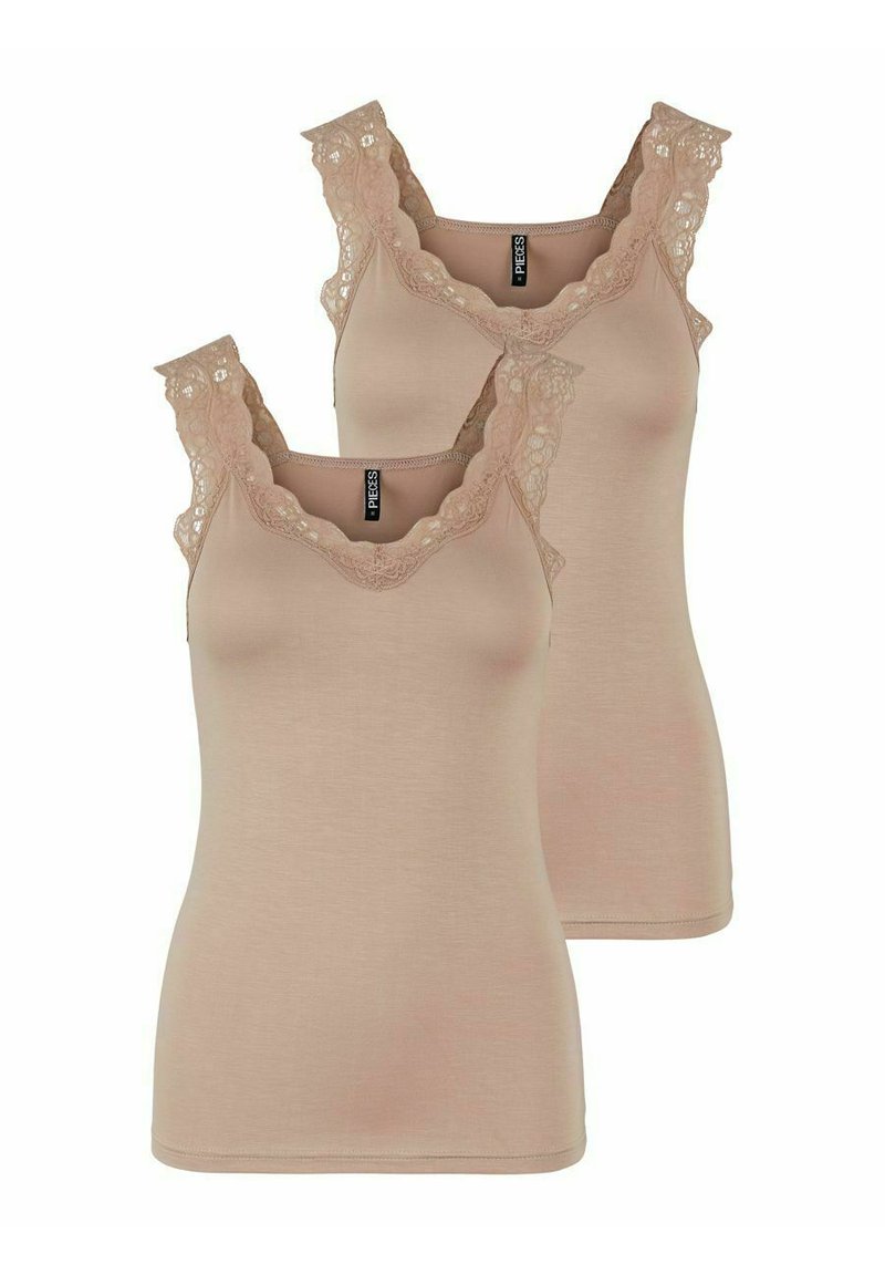 Pieces 2 PACK - Top - mottled dark brown/dunkelbraun-meliert - Zalando.de