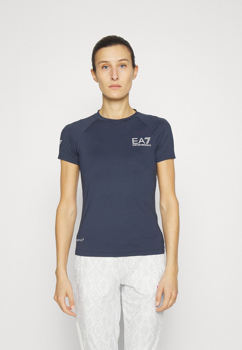 Ea7 Emporio Armani Sports T Shirts Navy Blue Mørkeblå Zalando Dk