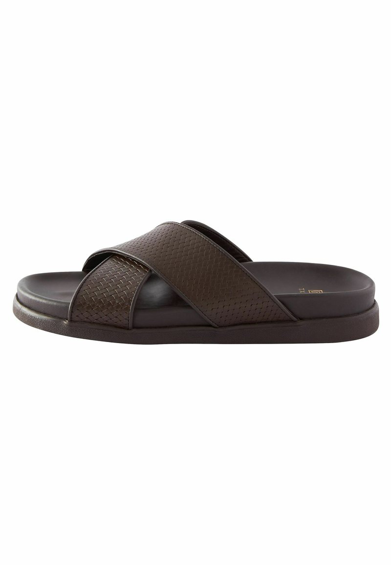 Next EMBOSSED LEATHER CROSS STRAP SANDALS - Mules - brown/marron ...