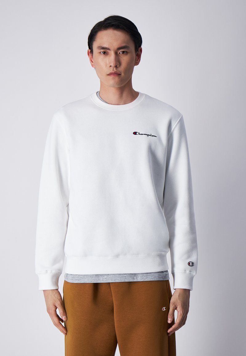 Champion CLASSIC CREWNECK SMALL LOGO AMERICAN - Sweater - white/wit ...