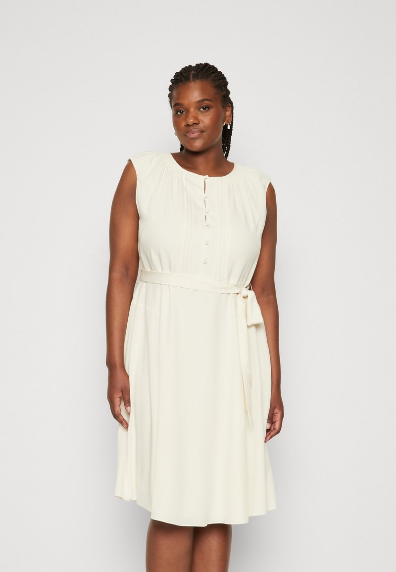 Lauren Ralph Lauren Woman JILLEAH SHORT SLEEVE DAY DRESS - Blousejurk - mascarpone cream/crème ...