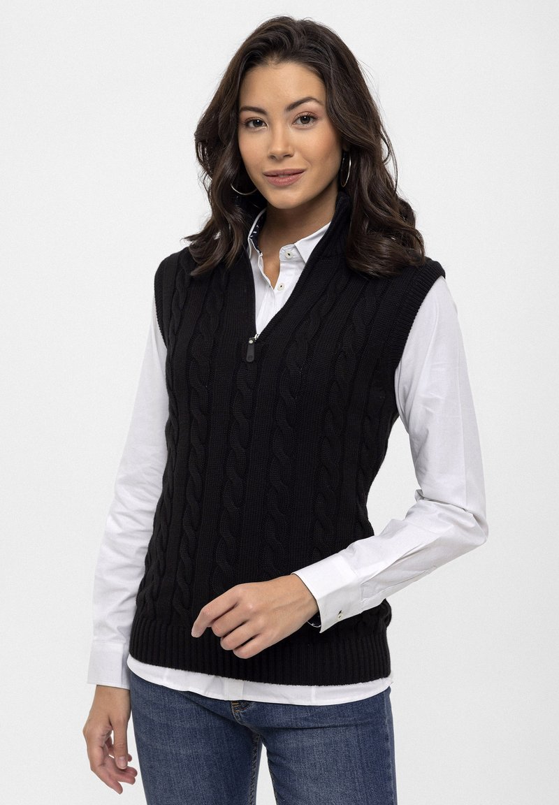 Felix Hardy CABLE HALF ZIPPER SLEEVELESS - Trui - black/zwart - Zalando.nl