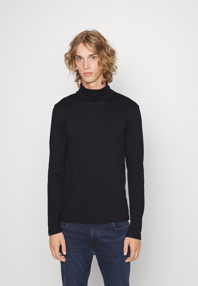 Marc O'Polo DENIM LONG SLEEVE TURTLE NECK - Long sleeved top - black ...
