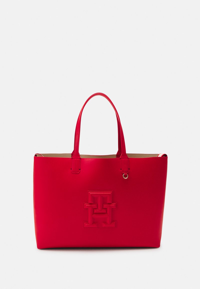 Tommy Hilfiger ICONIC TOTE MONO POUCH - Tote bag - fierce red/red ...